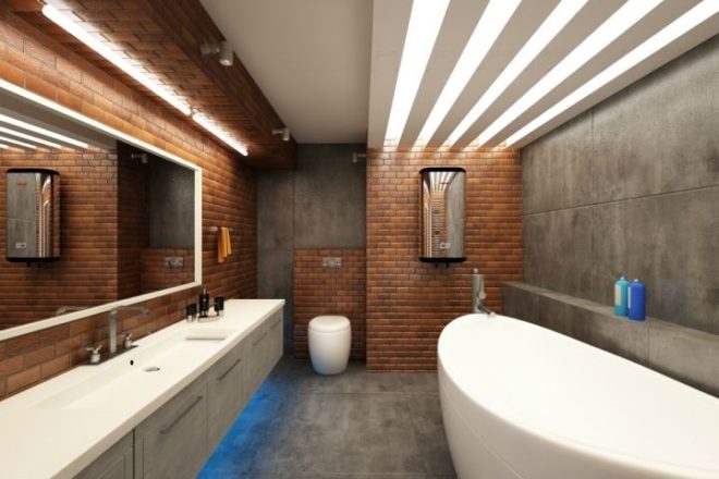 Loft-Style Bathroom Design Ideas and 50+ Photos of the best interiors