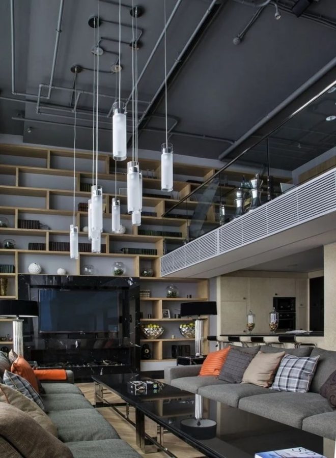 Loft-Style Living Room Design Ideas and 50+ Photos of the best interiors