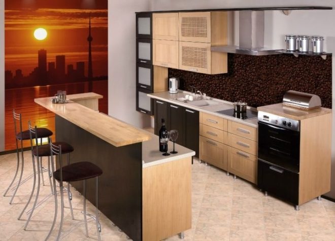 Kitchen with a bar counter: types of design and 300 photos